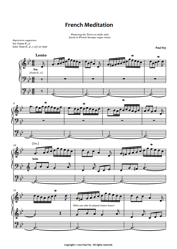 French Meditation (Sheet Music) - Paul Fey – Paul Fey | Organist and ...