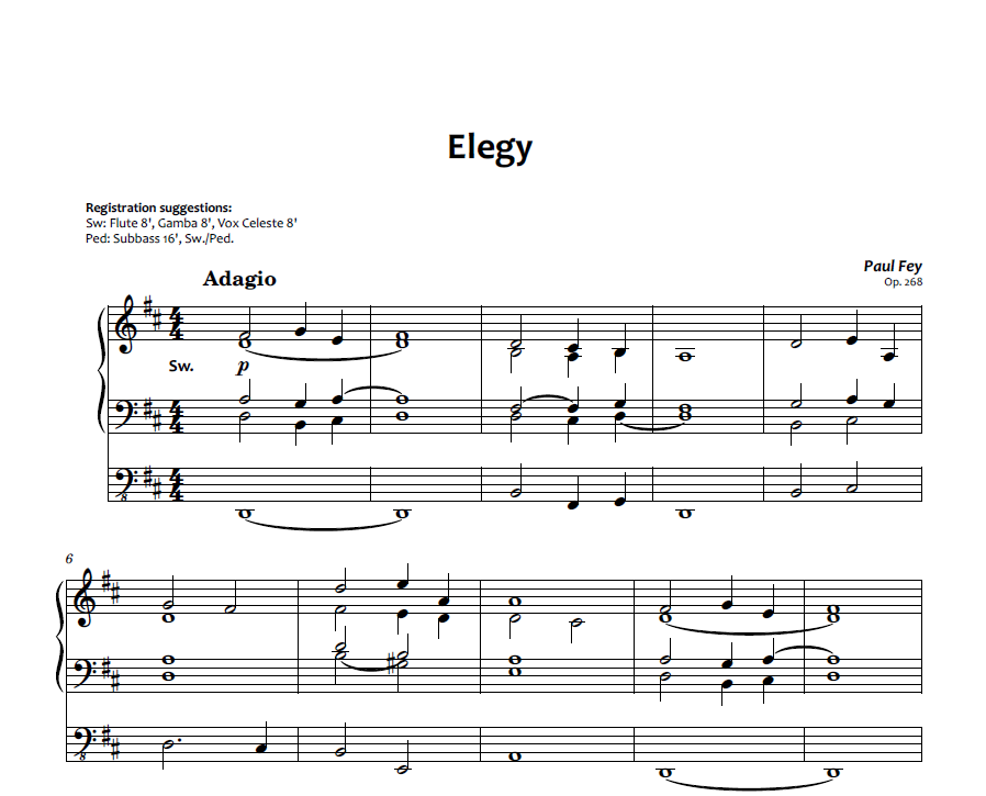 Elegy (Sheet Music) - Paul Fey, Op. 268 – Paul Fey | Organist and Pianist