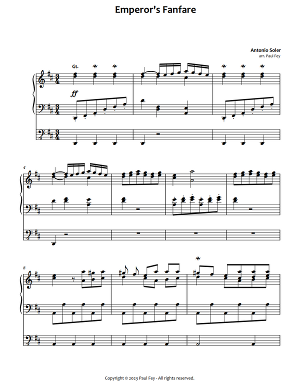 Emperor's Fanfare (Sheet Music) - Paul Fey – Paul Fey | Organist
