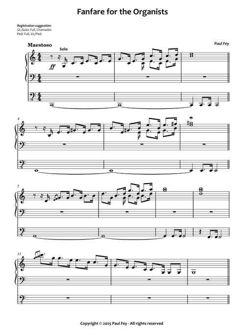 Fanfare for the Organists (Sheet Music) - Paul Fey – Paul Fey | Organist