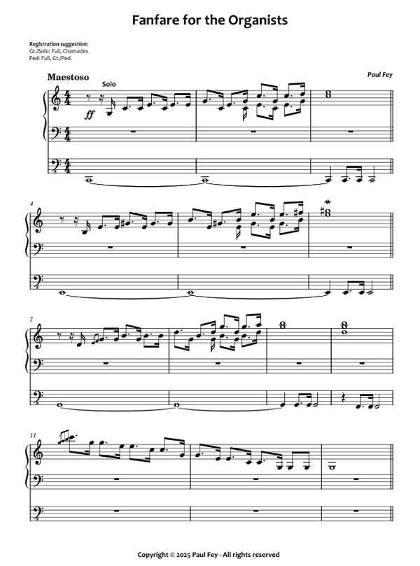 Fanfare for the Organists (Sheet Music) - Paul Fey – Paul Fey | Organist