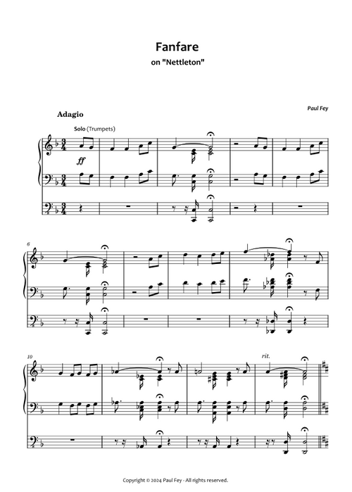 Fanfare on 'Nettleton' (Sheet Music) - Paul Fey – Paul Fey | Organist ...