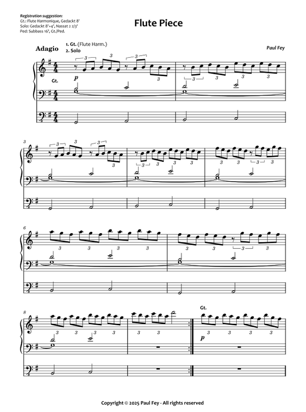 Flute Piece (Sheet Music) - Paul Fey – Paul Fey | Organist