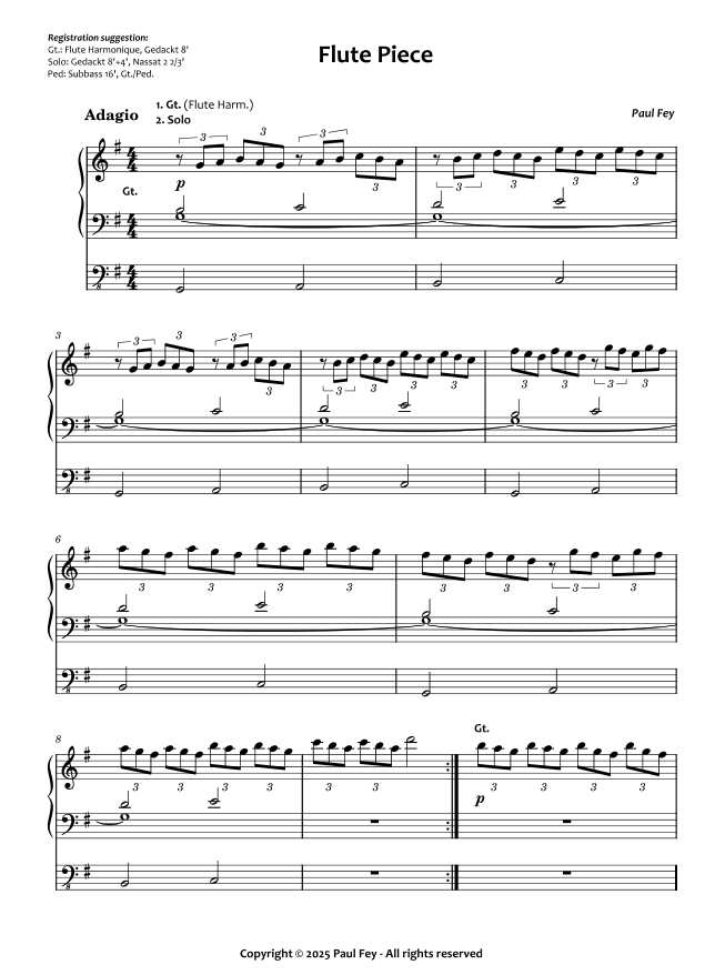 Flute Piece (Sheet Music) - Paul Fey – Paul Fey | Organist