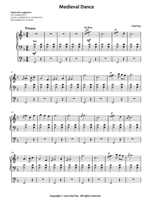Medieval Dance (Sheet Music) - Paul Fey – Paul Fey | Organist