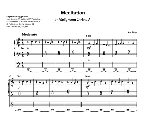 Meditation on 'Selig wem Christus' (Sheet Music) - Paul Fey – Paul Fey ...