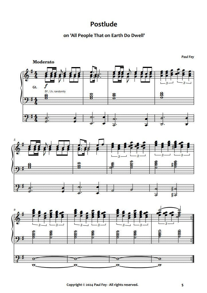 Postlude on 'All People That on Earth Do Dwell' - Sheet Music for Orga ...