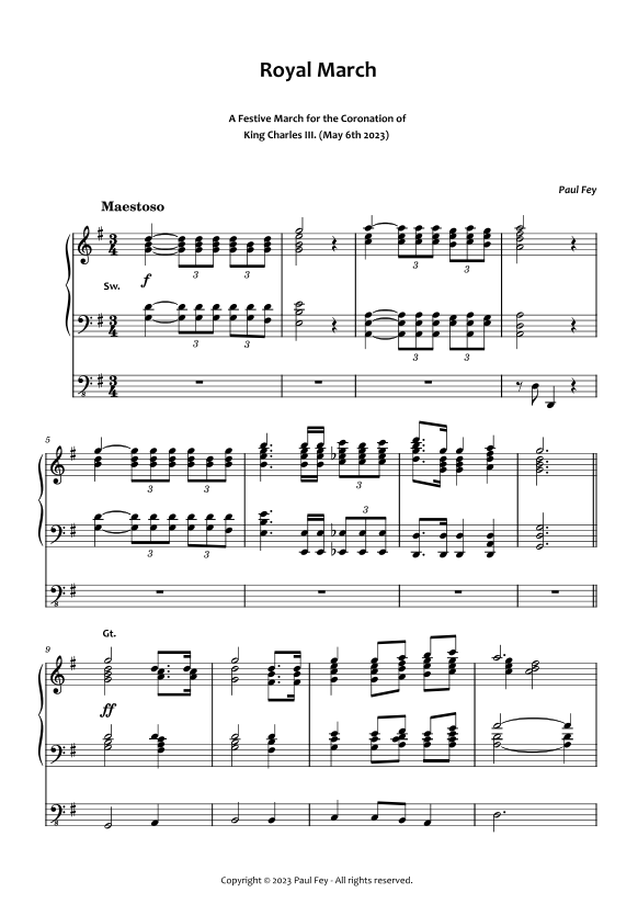Royal March in G-Major (Sheet Music) - Paul Fey – Paul Fey | Organist