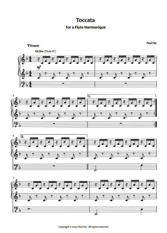 Toccata for a Flute (Sheet Music) - Paul Fey – Paul Fey | Organist and ...
