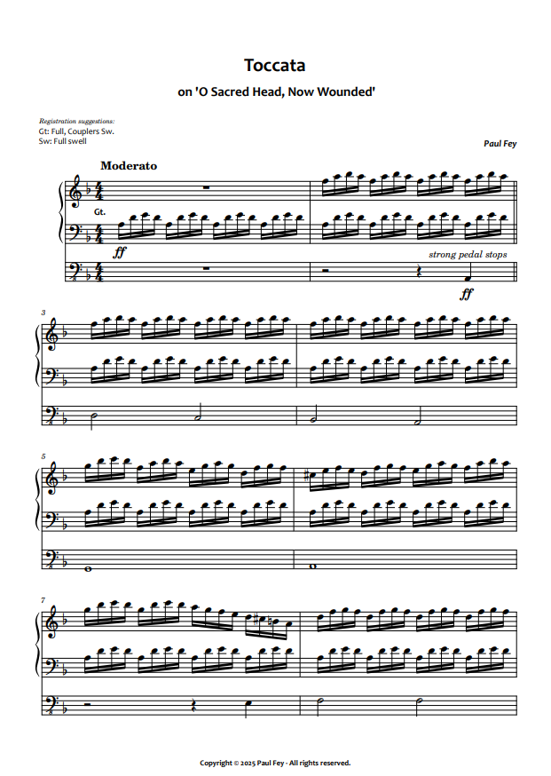 Toccata on 'O Sacred Head, Now Wounded' (Sheet Music) - Paul Fey – Paul ...
