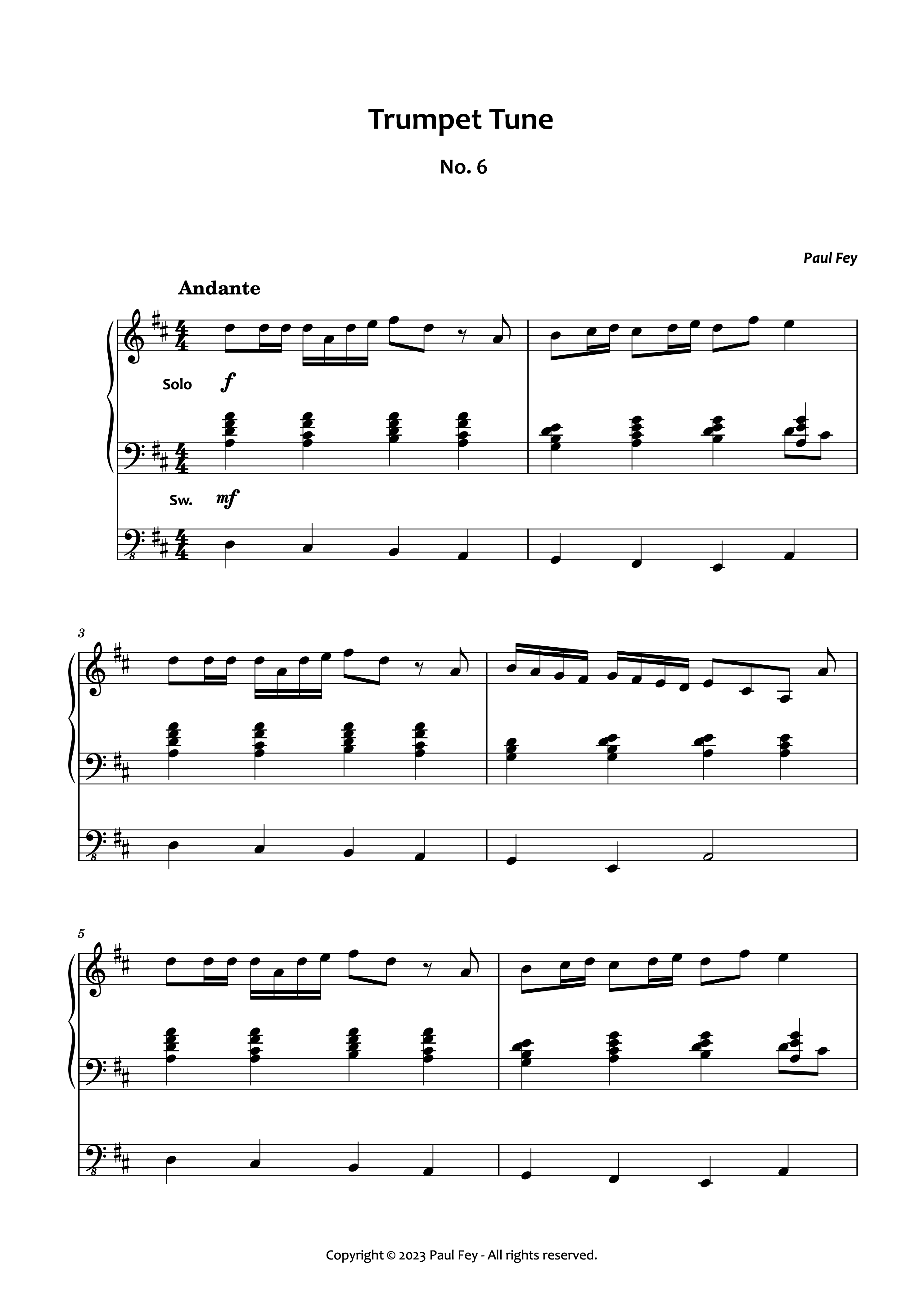 Trumpet Tune VI - Sheet Music for Organ | Paul Fey Organist – Paul Fey ...