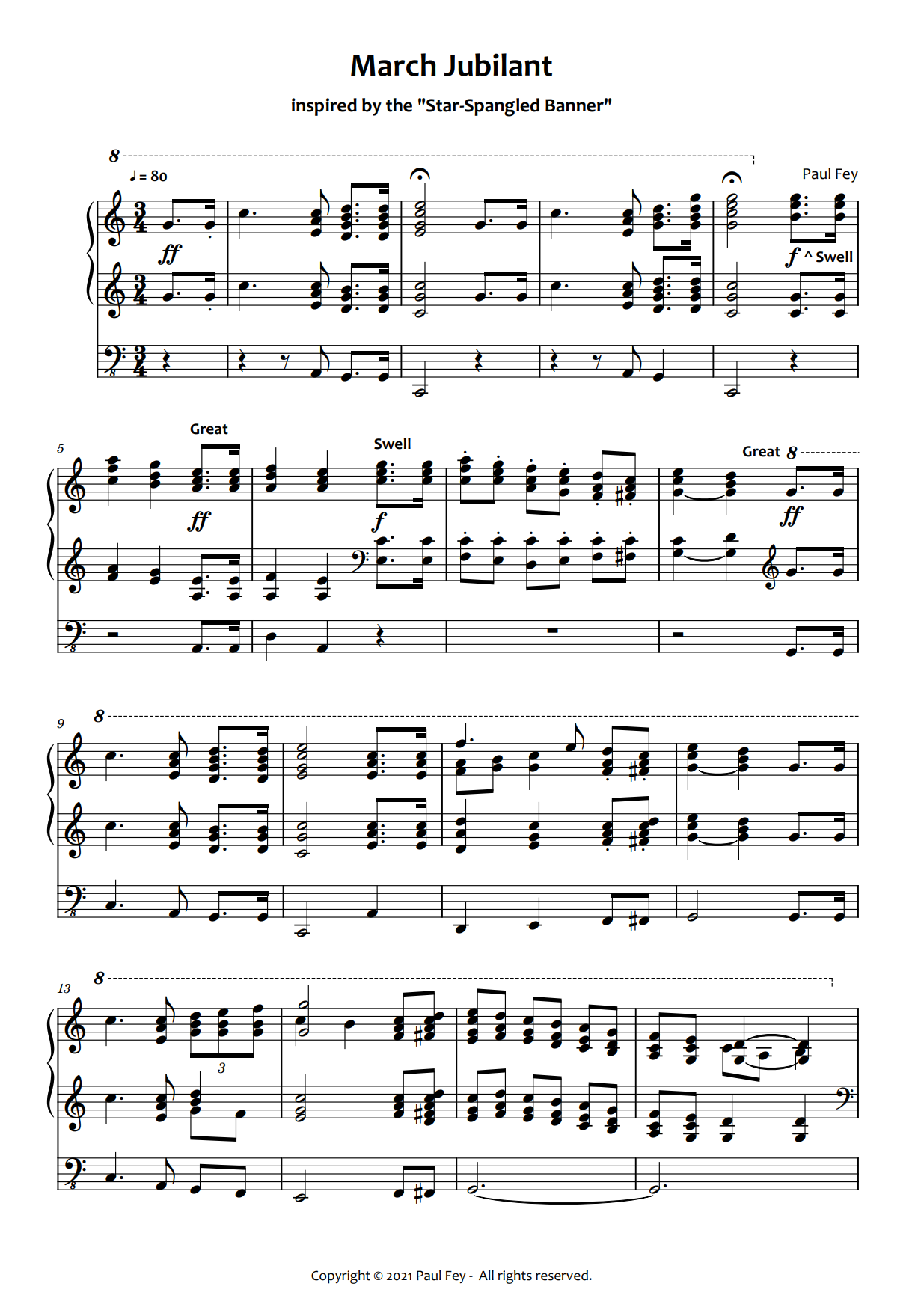 "March Jubilant" for Organ (Sheet Music) | Paul Fey Organist – Paul Fey ...