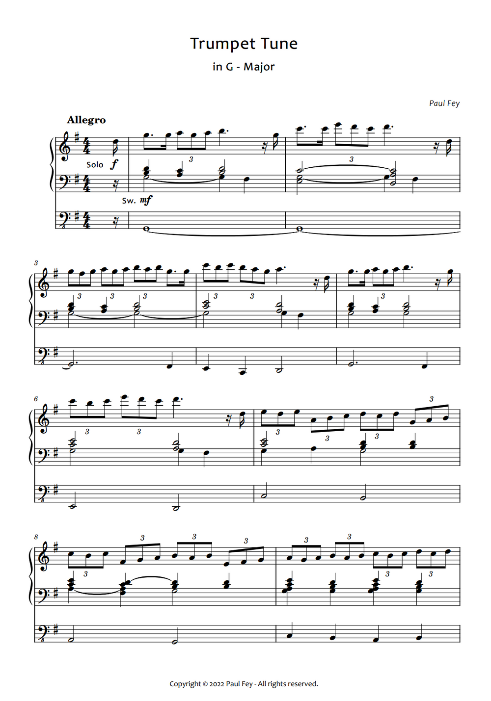 Trumpet Tune Collection - Music for Organ | Paul Fey Organist – Paul ...